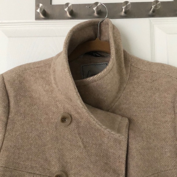 Larry Levine | Jackets & Coats | Lovely Tan Pea Coat With Stylish Neck ...